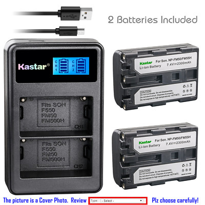 Kastar Battery LCD Dual Charger for Sony NP-FM50 & Sony DCR-PC8 DCR-PC9 ...
