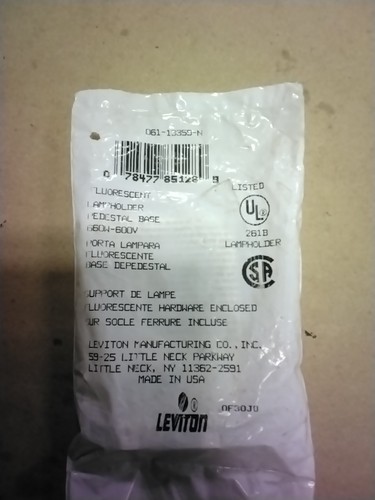 Leviton Fluorescent Lamp Holder 261B Light Socket High Profile Bulk 061 ...