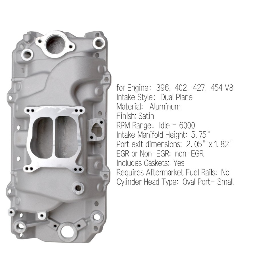 For Chevy BBC BB Big Block 396 402 427 454 Intake Manifold Dual Plane ...