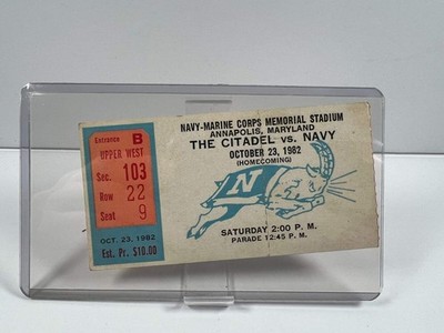 1982 NAVY MIDSHIPMEN vs TTHE CITADEL NCAA FOOTBALL TICKET STUB FULL ...