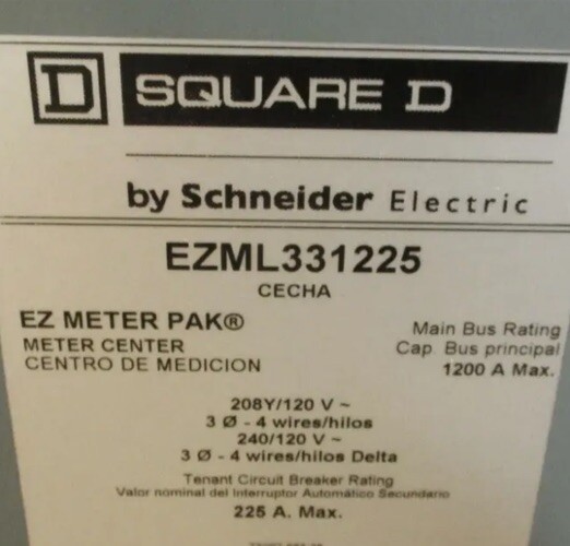 Square D EZML331225 EZ METER PAK. Bus 1200A Max. 225amp 3phase. New | eBay