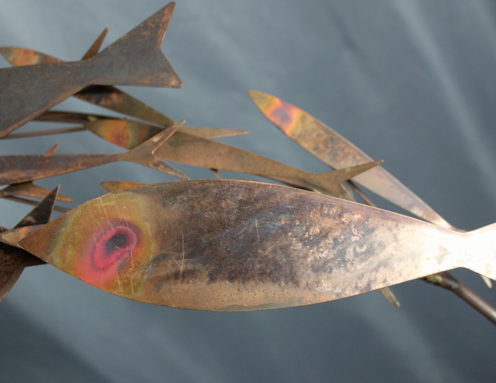 56" School of Fish brutalist metal wall sculpture signed C. Jere 1979 ...