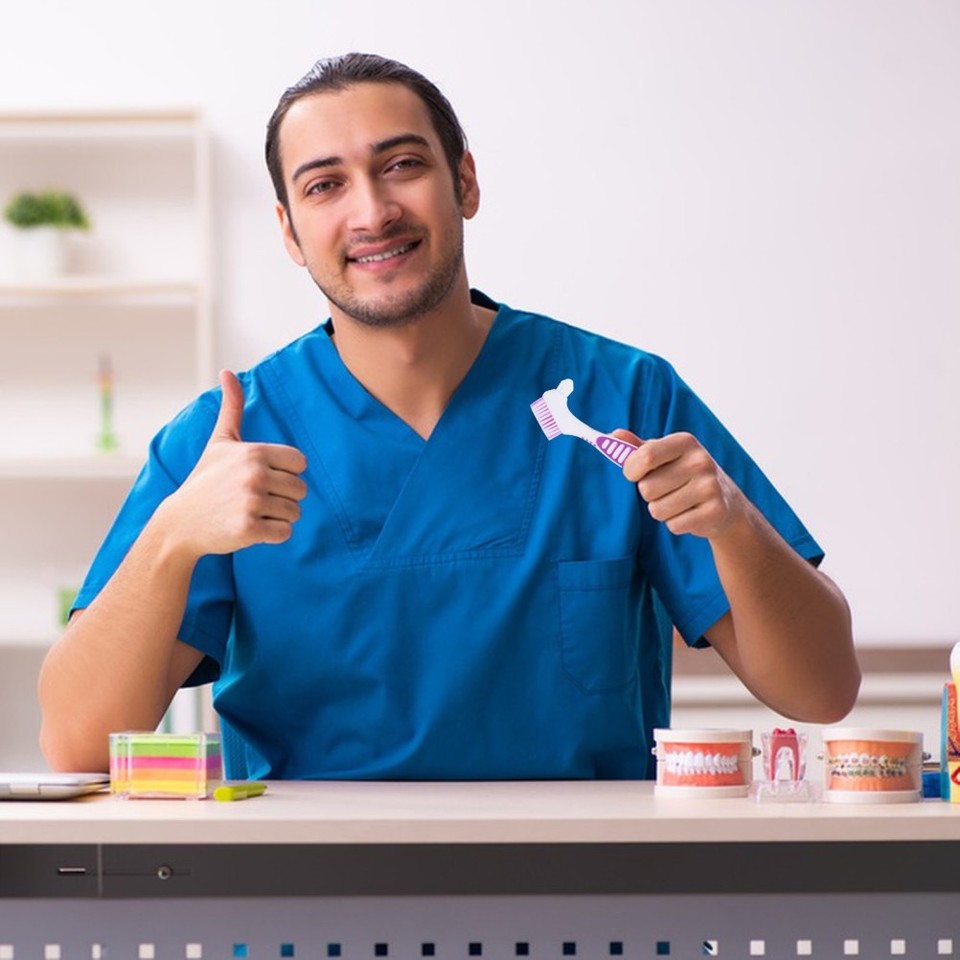 2Pcs Denture Tooth Brush Dual Heads Denture Cleaning Brush Denture ...