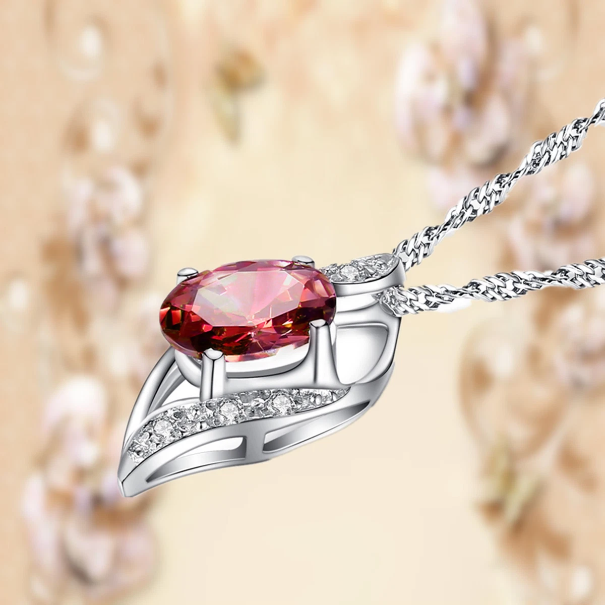Ruby Birthstone Necklace