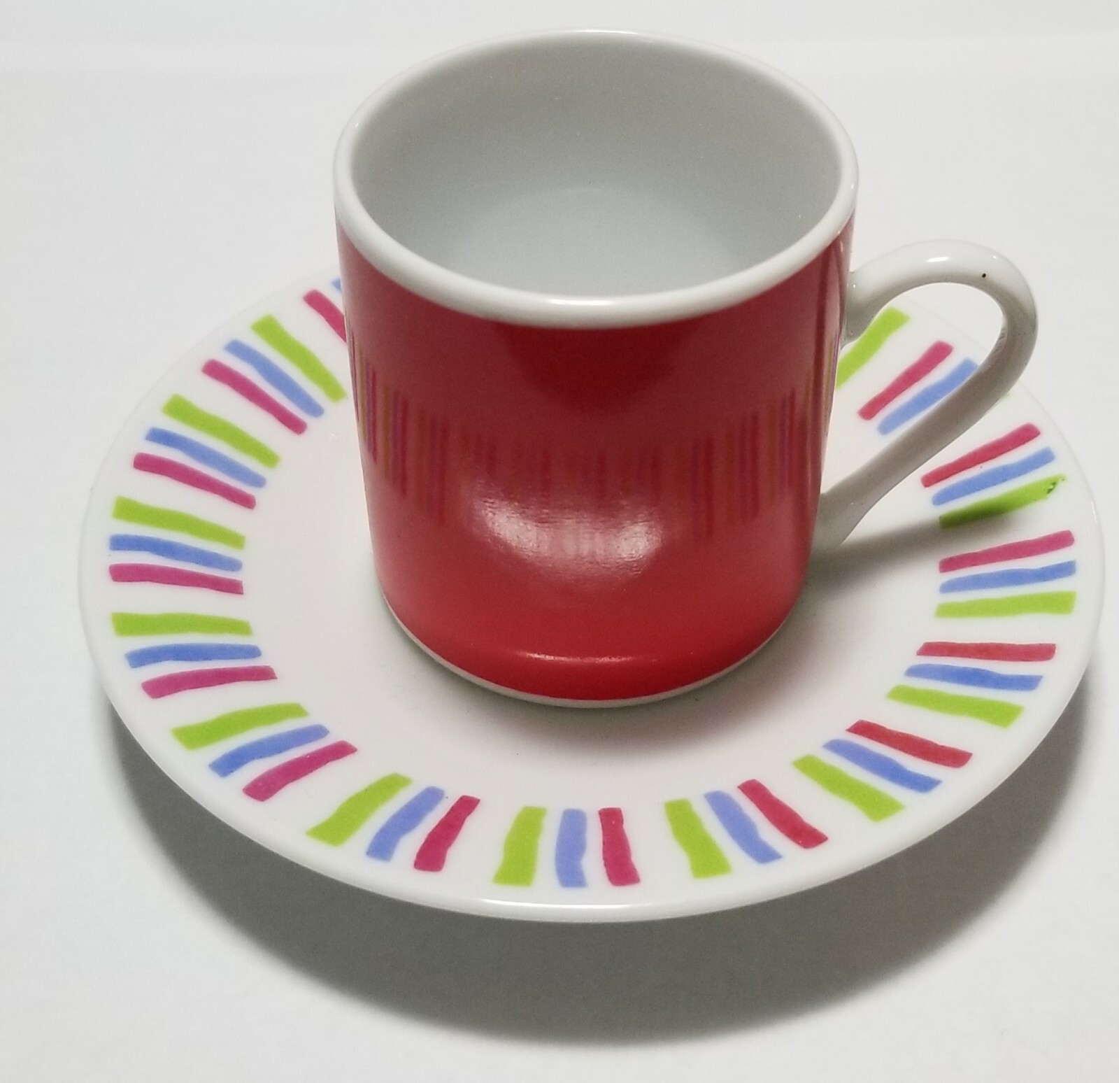 Demitasse Cups Saucers Striped Multi Color Espresso Set Of 4 | eBay
