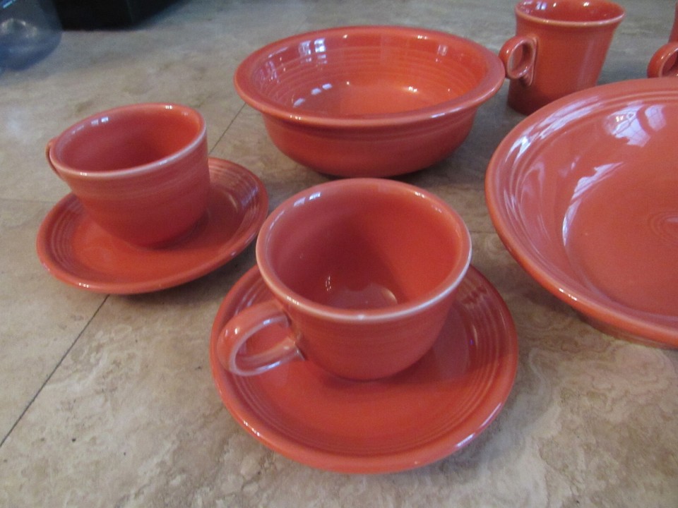 12 piece Fiestaware red set, platters, plates, dishes, cups, bowls | eBay