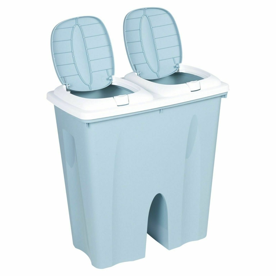 Duo Double Recycling Bin 50L Twin 2 Section Compartment Kitchen Rubbish ...