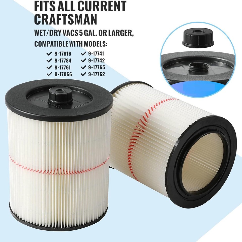 Replacement Shop Vac Filter for Sears Craftsman 5+ 6 8 12 16 gallon ...