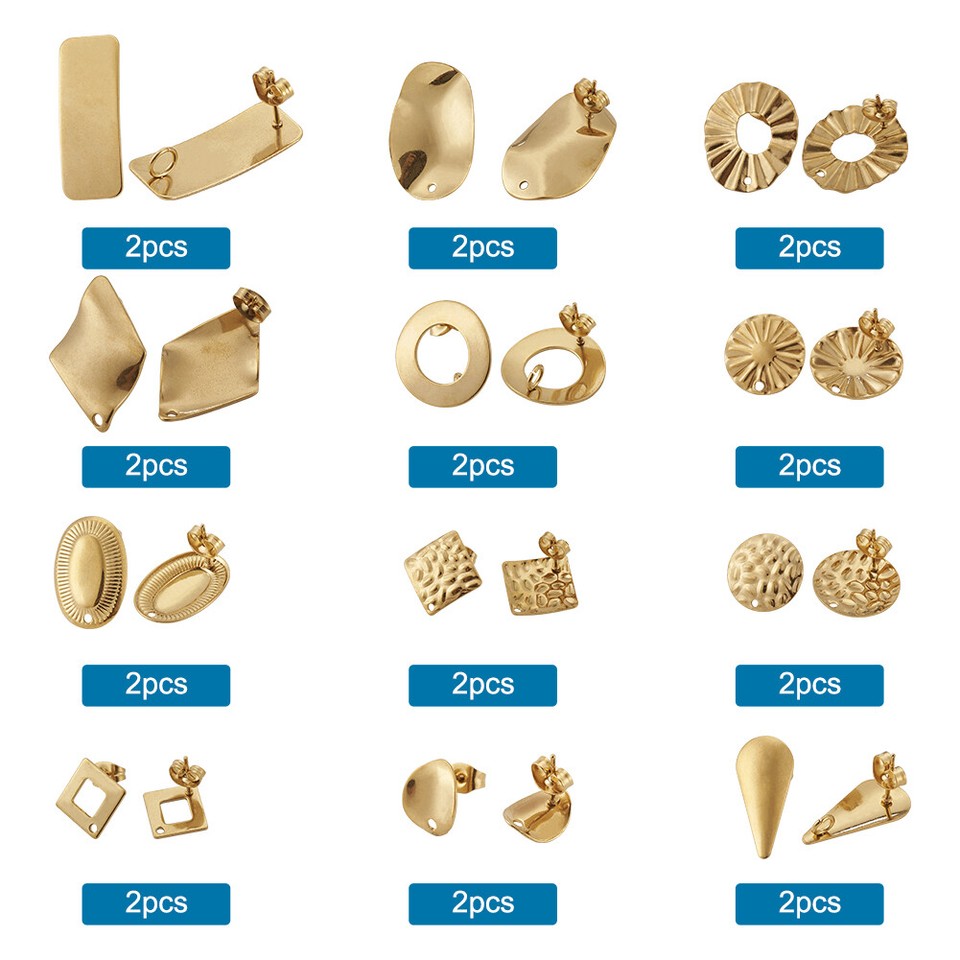 1 Box Golden Stainless Steel Loop Ear Nuts Earring Backs Stud Earring ...