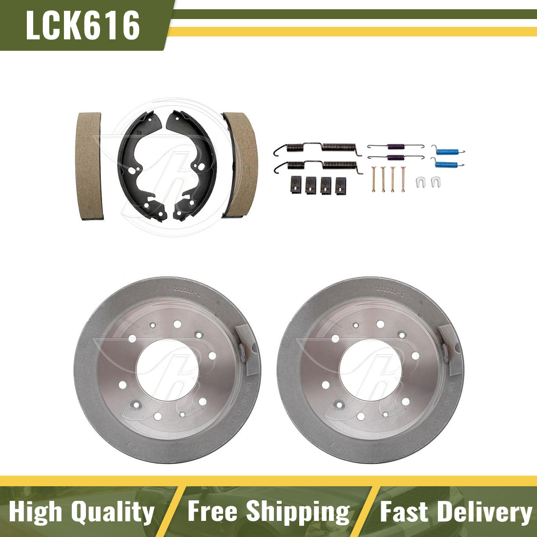 Rear Brake Drums Brake Shoes Hardware Spring Kit Fits 1987-1993 Mazda ...