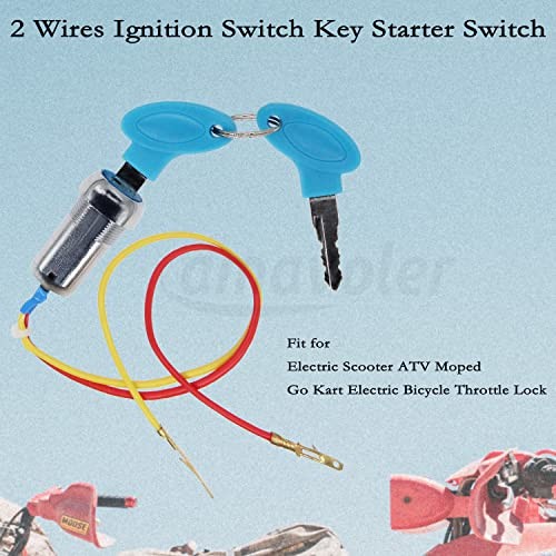 2 PCS 2 Wires Ignition Switch Key Starter Switch with 2 Keys On-Off Fit ...