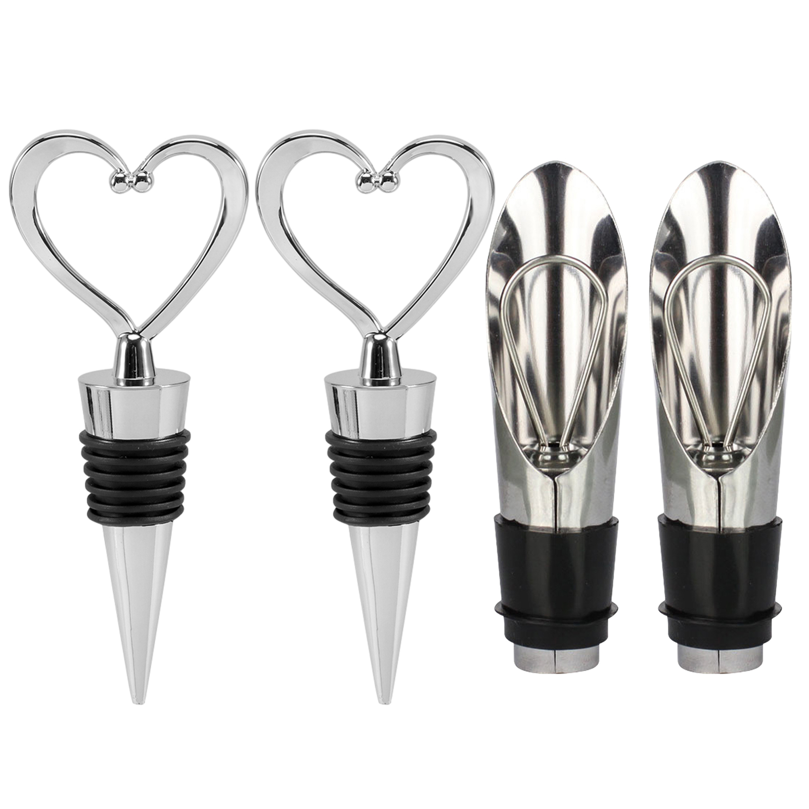 4pcs Wine Bottle Stopper Set Heart Head Champagne Reusable Keep Fresh ...
