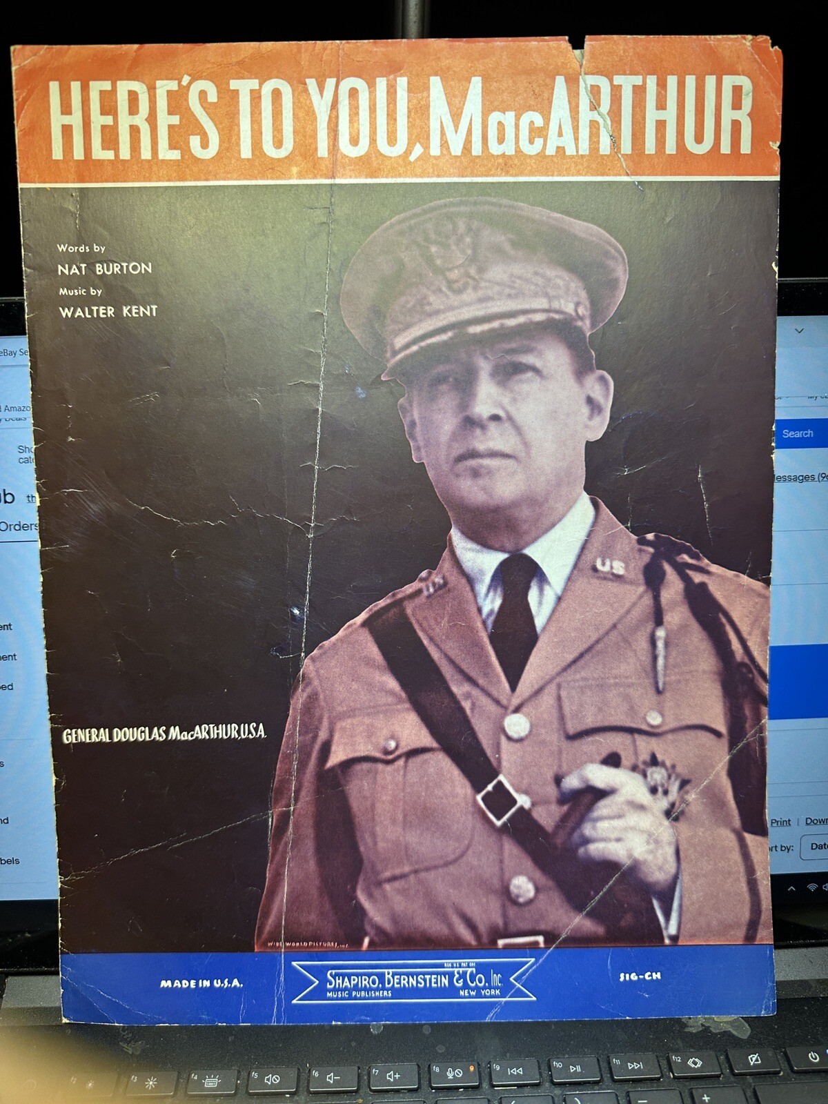 1942 WW2 sheet music Here’s To You MAcArthur | eBay
