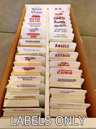 30 Customized MLB Wordmark Team Labels For BCW Tall Card Dividers ...
