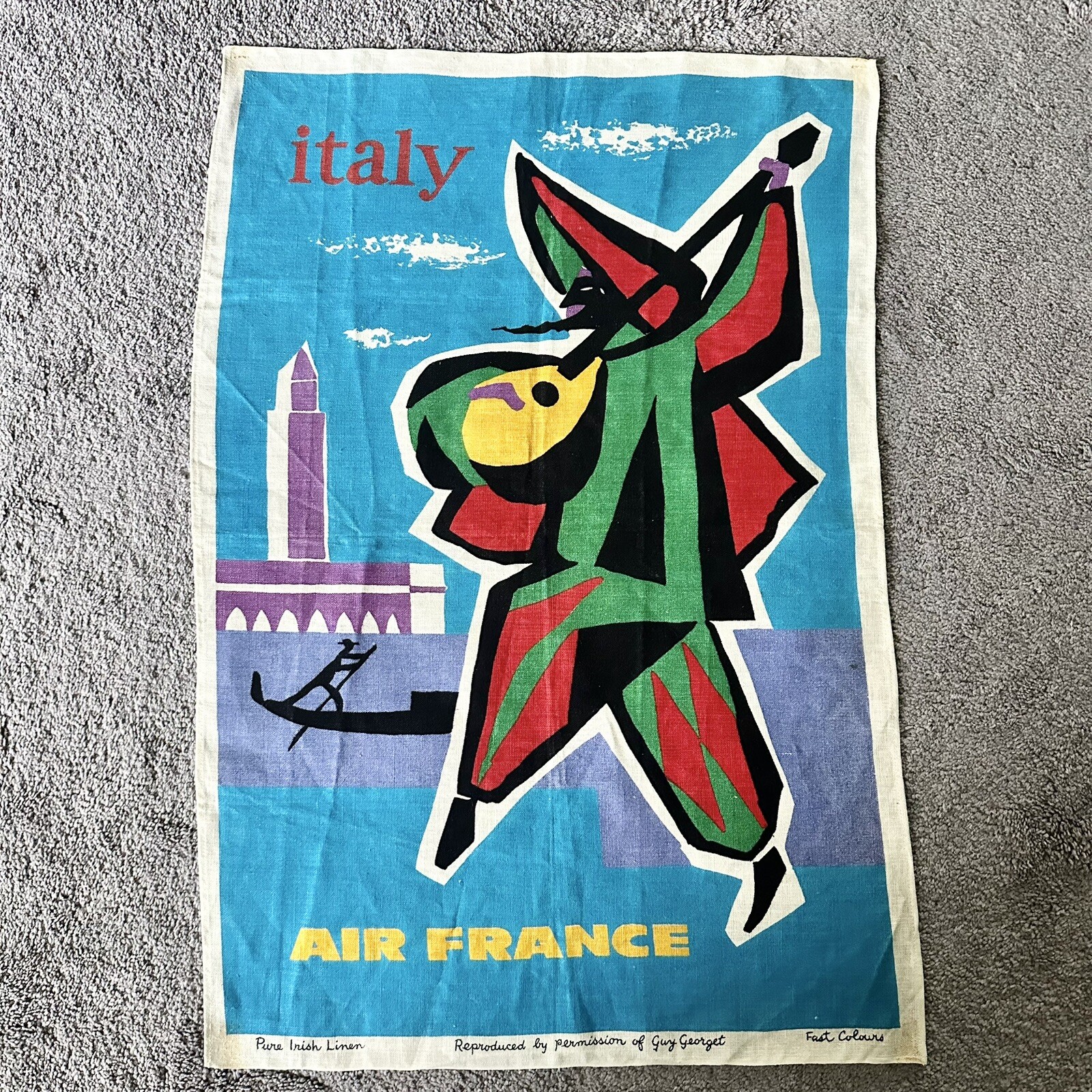Vintage Air France Airlines Rare Irish Linen Poster Art by Guy Georget ...