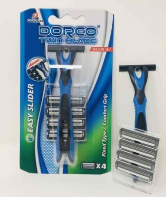 DORCO Twin Blade Razor Set Extra Cartridge Refill Men Shaving Razor ...