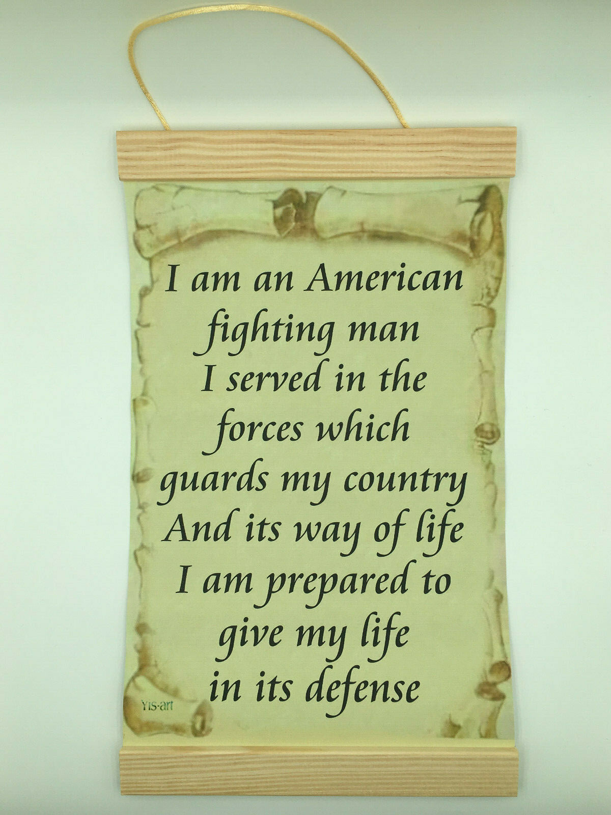 I am an American fighting man,Canvas Wall Print, 8x12,Cream Background ...