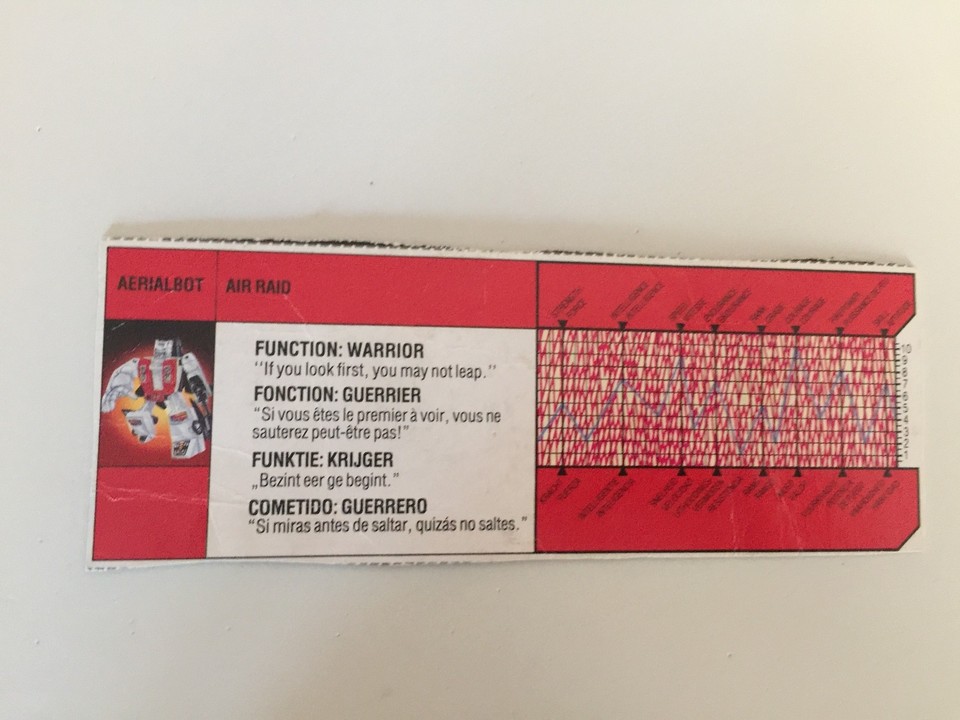 Transformers G1 1985 AIR RAID superion tech spec biocard techspec | eBay