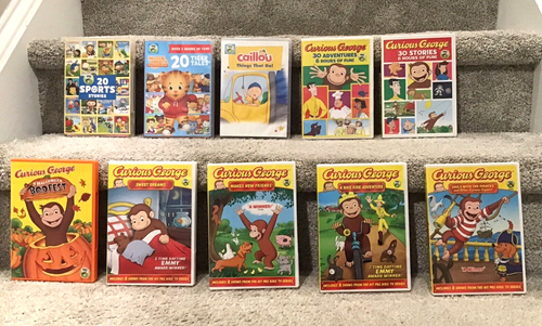 Curious George DVDs Daniel Tiger Caillou PBS Kids Lot Of 10 Preschool ...