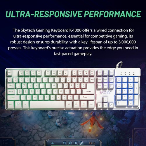 Skytech Gaming Classic K-1000 RGB Gaming Keyboard, 104 Keys USB Wired ...