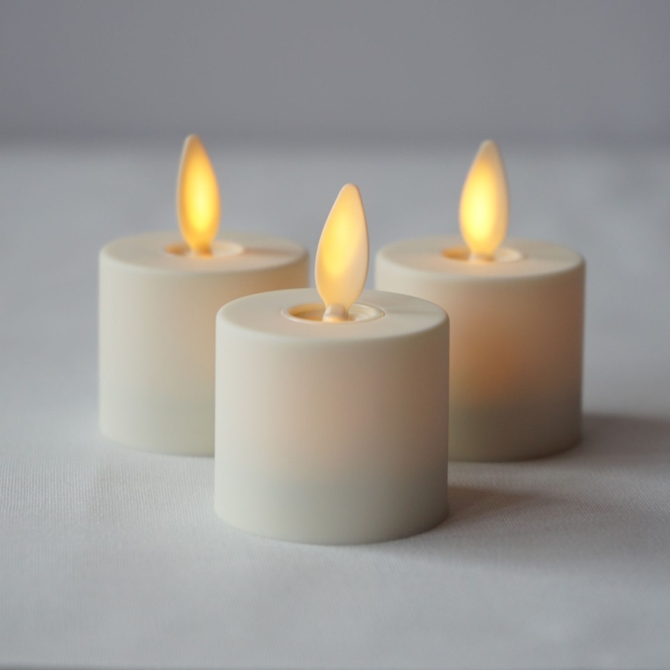 Luminara Flameless Ivory Tea Light Candles Unscented Moving Wick Remote ...