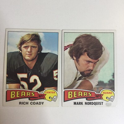 1975 TOPPS FOOTBALL 2X CARD LOT #319 RICH COADY #337 MARK NORDQUIST ...