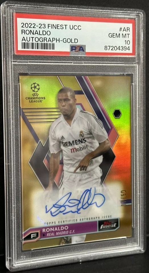 2022-23 Topps Finest UCL Real Madrid Phenomenon Ronaldo Auto Gold /50 ...