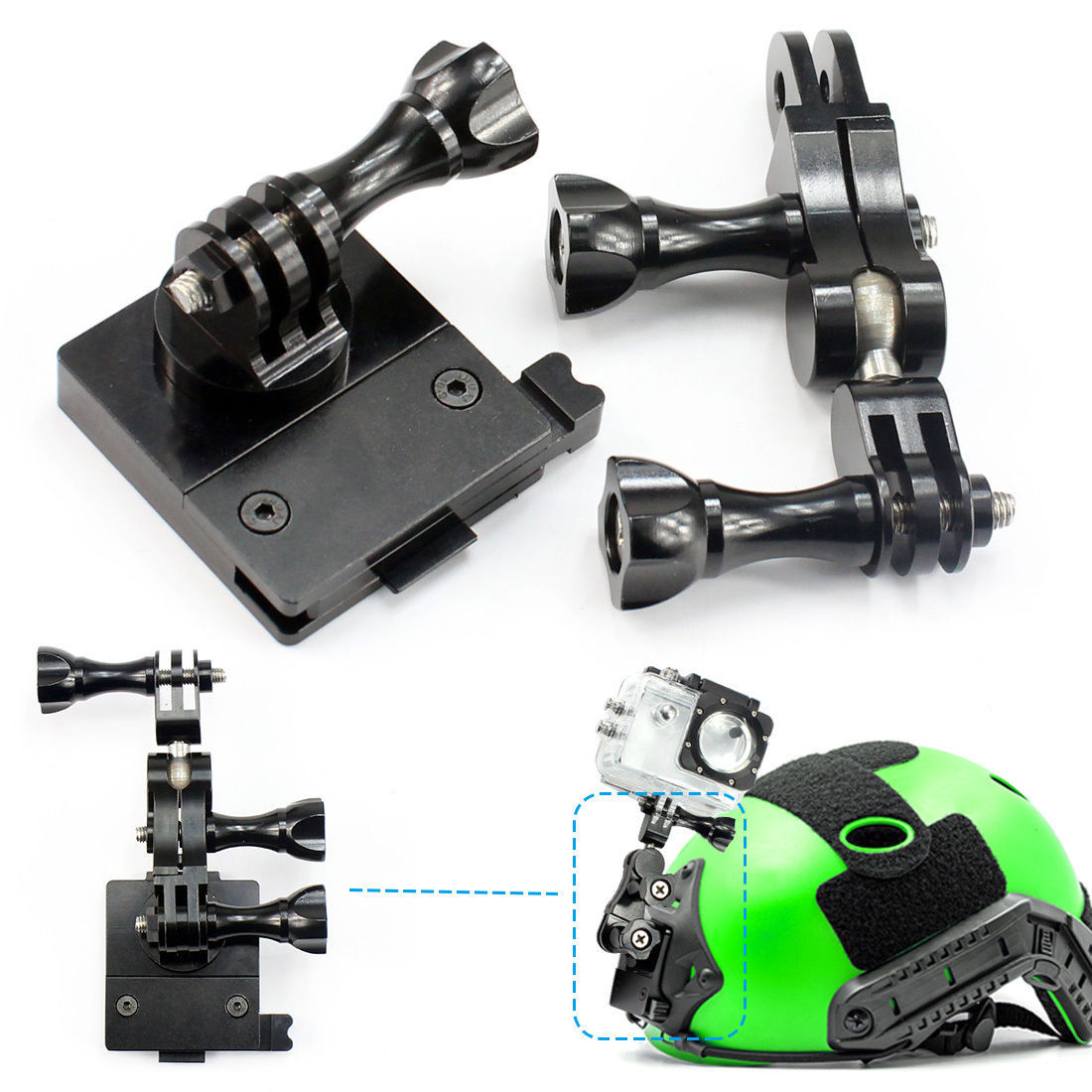 NVG 360° Rotating Helmet Front Mount Head Camera Bracket for GoPro Hero ...