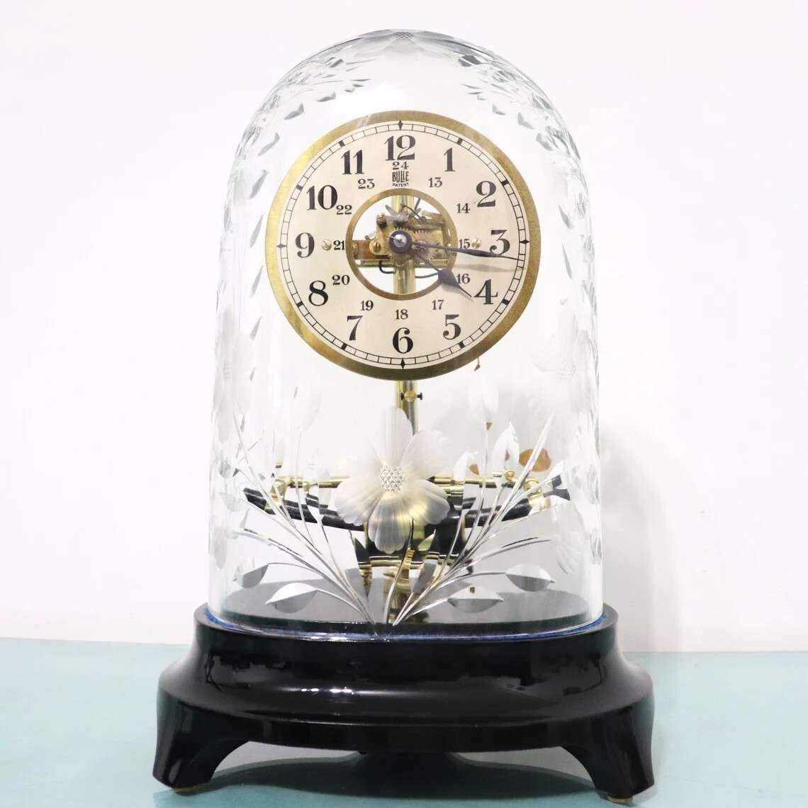 BULLE Mantel SUPER Clock Electric Antique Costa Boda Dome! EBONY French ...