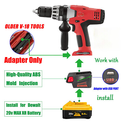 Adapter for DeWalt 20V MAX Battery to Power for Milwaukee Older V-18 Ni ...