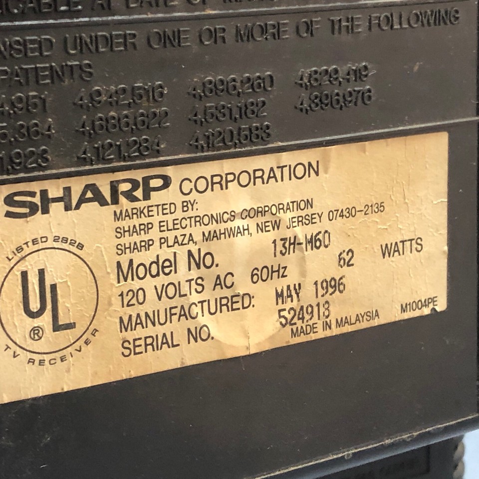 Sharp 13" 13G-M60 CRT TV Retro Gaming Coaxial Input, Tested, Degaussed ...