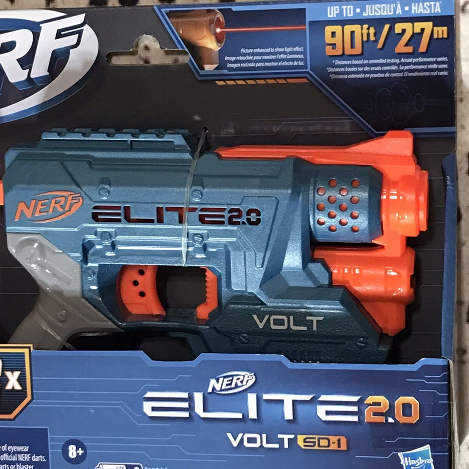 NERF Elite 2.0 Volt SD-1 Blaster 9 in - 6 Darts Light Beam Travels Up ...