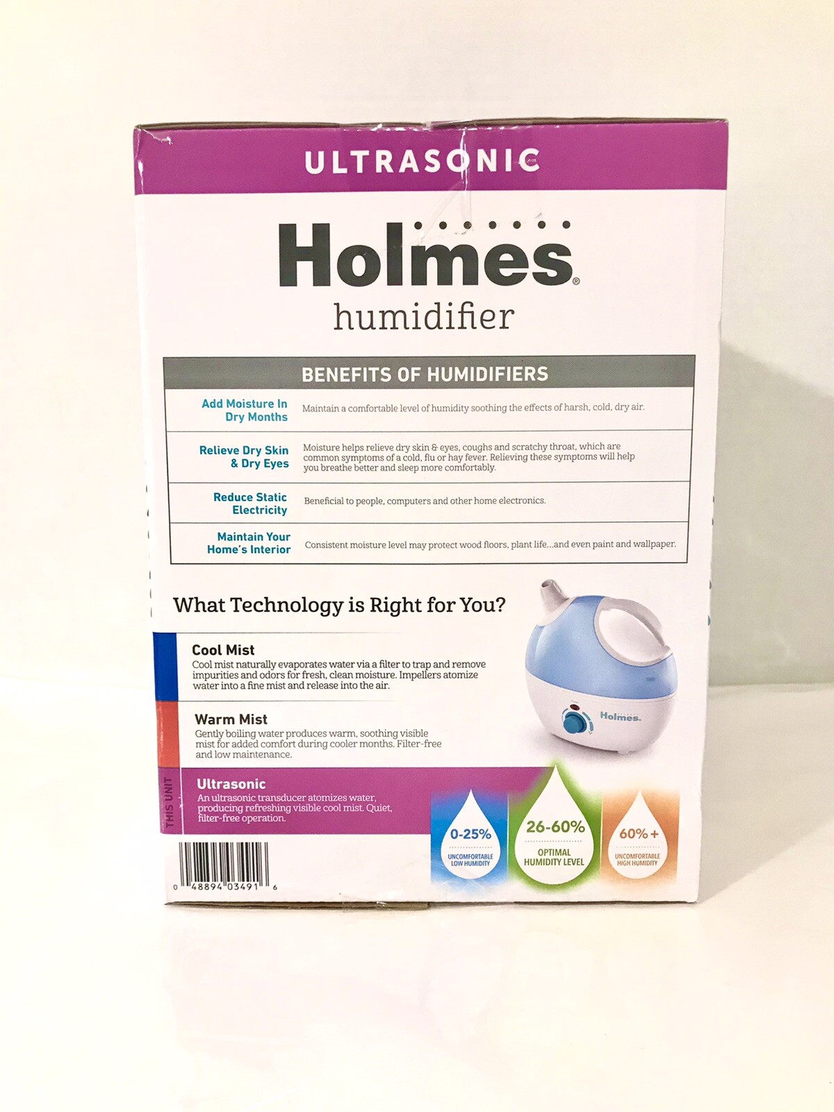 Ultrasonic Holmes Humidifier, 18 HR Adjustable Mist HM500TG1-UM No ...