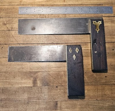Antique Stanley Rosewood & Brass Try Squares Lot ☆ Vintage Woodworking ...