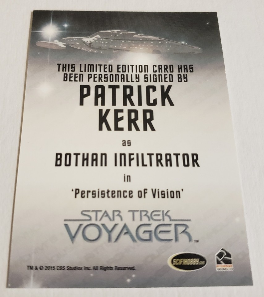 2015 Star Trek Voyager Patrick Kerr Autograph Card | eBay