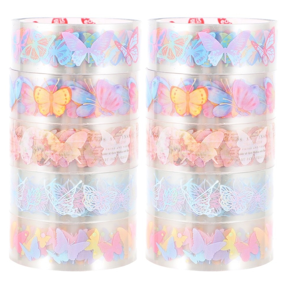 10 Rolls Beautiful Pet Tapes Pretty Transparent Tapes handbook washi ...