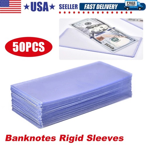 50 Banknotes Rigid Sleeves For Modern Size US Currency Notes Topload ...