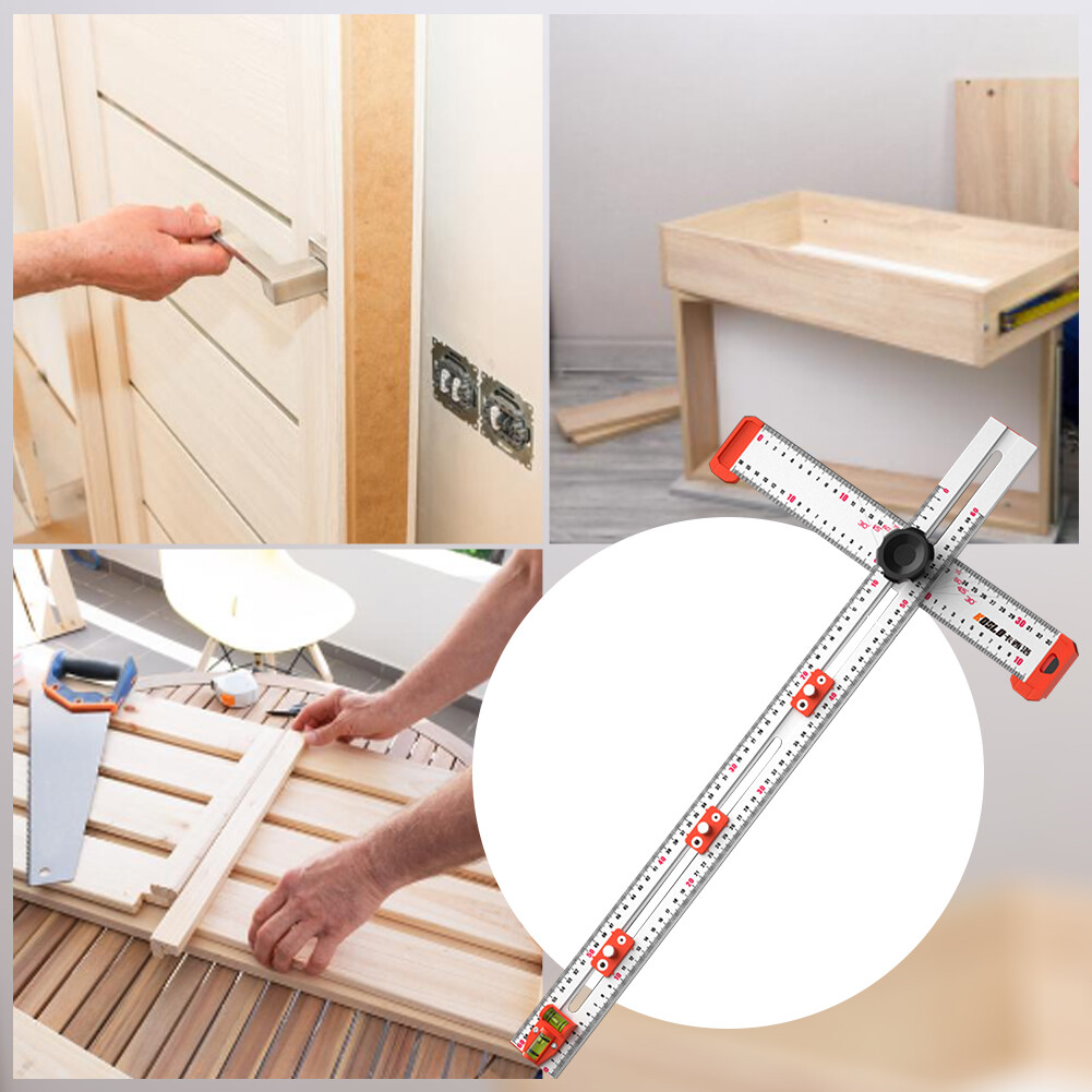 2 in 1 Multi Angle Measuring Ruler Adjustable T Square Ruler ...