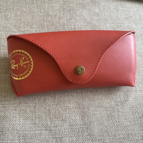 Ray-Ban Eyeglasses Case only Dark Salmon Red Leather Semi Hard Case ...