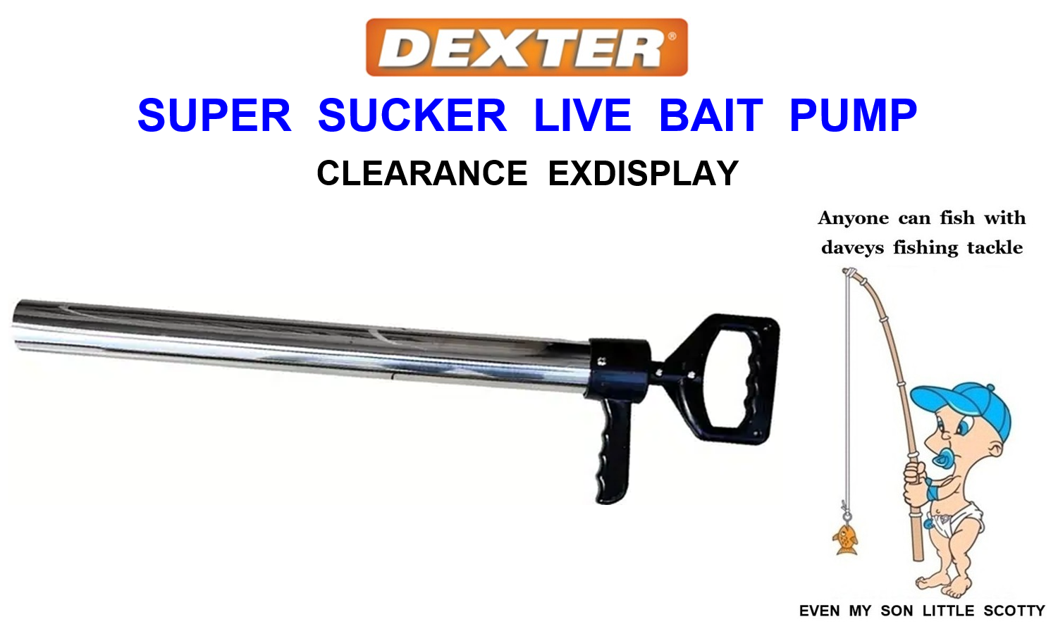 EXDISPLAY STAINLESS STEEL SUPER SUCKER BAIT PUMP SEA FISHING LUG WORM ...