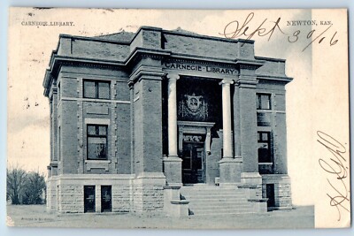 Newton Kansas KS Postcard Carnegie Library Exterior View c1906 Raphael ...