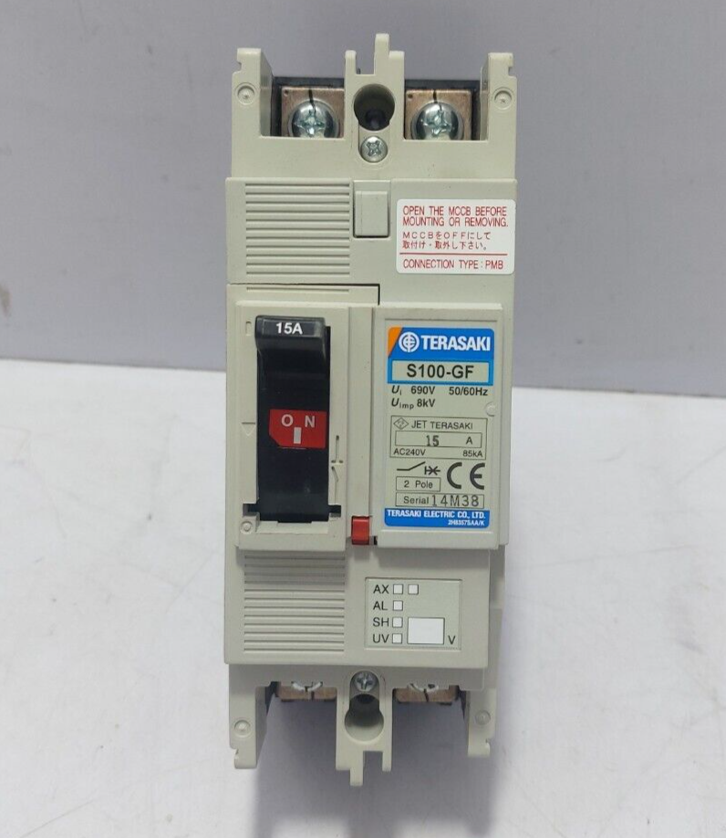 Terasaki S100-GF TemBreak Circuit Breaker 2P 15A Ui 690V 50/60Hz Uimp ...