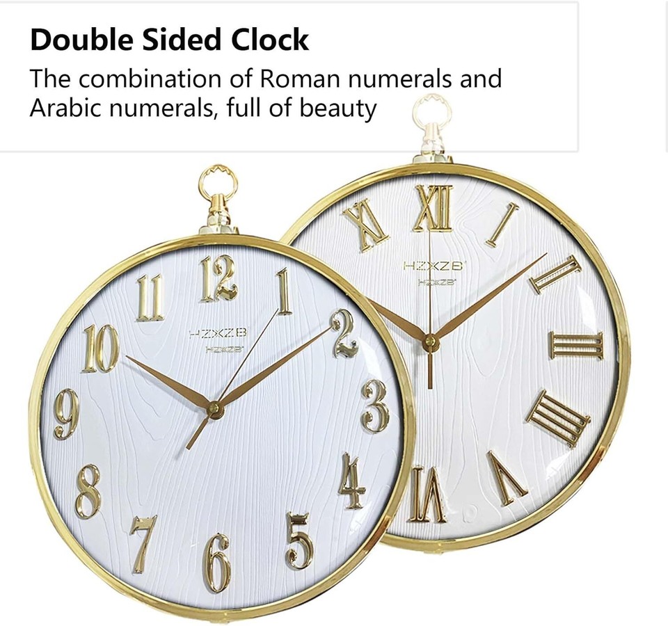 Elegant Deer Head Double-Sided 2 Faces Retro Station Round Wall Clock ...