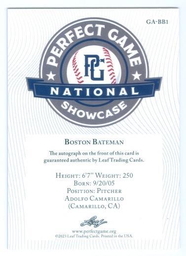 BOSTON BATEMAN "JUST GEMS AUTOGRAPH #1/1" LEAF PERFECT GAME NATL ...
