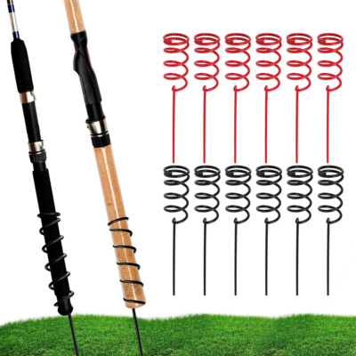 Fishing Rod Pole Holder Insert Ground Spiral Metal Stand Support 2/4/6 ...
