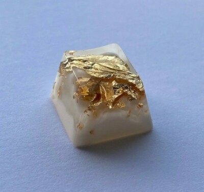 White & Gold Key Cap Artisan KeyCap Gold Glossy OEM Profile Cherry MX ...