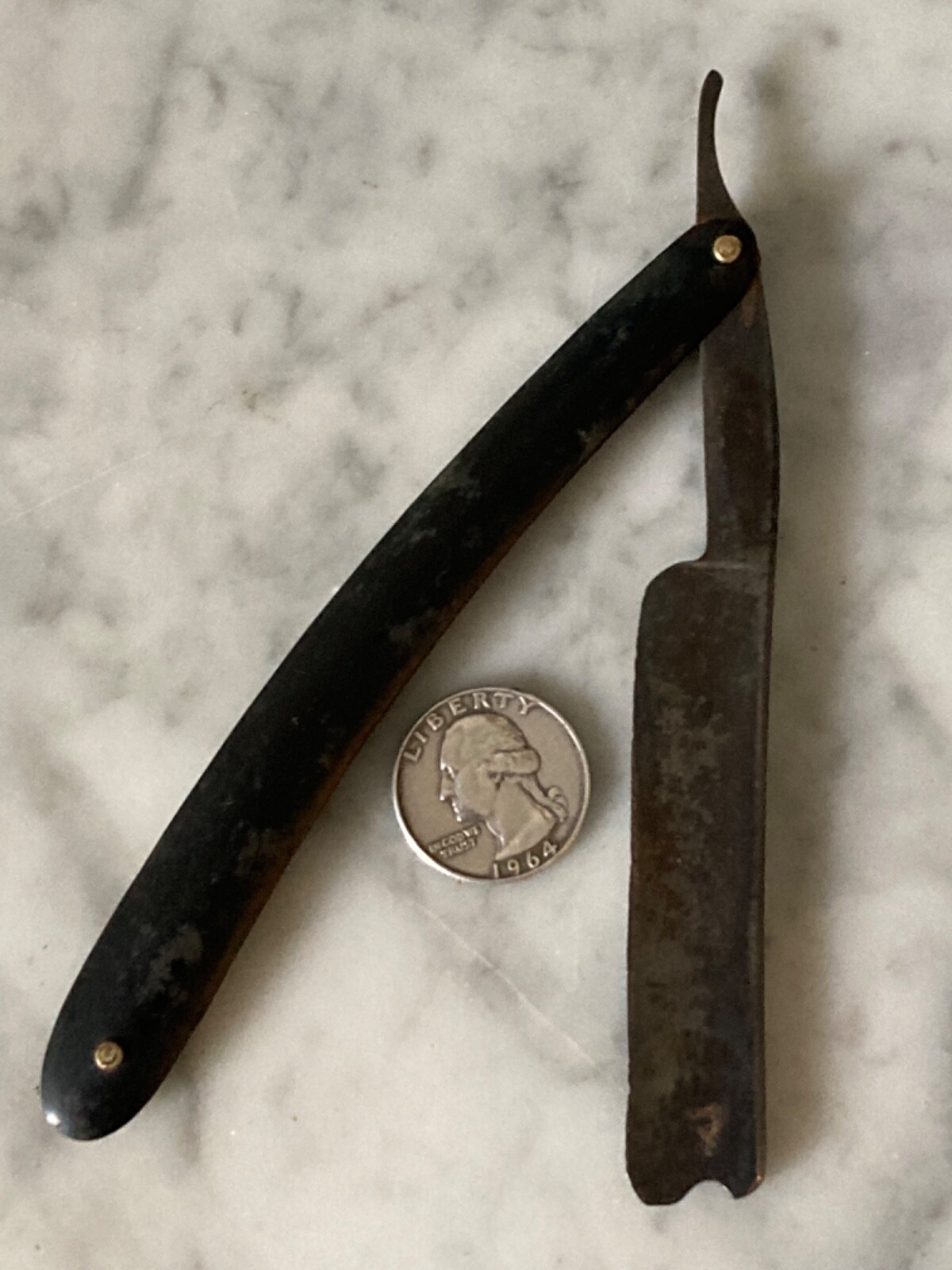 ANTIQUE THE TORREY STRAIGHT RAZOR CARBON STEEL BLADE BLACK BARBER’S ...