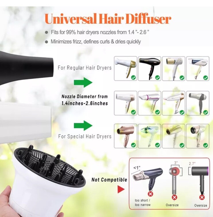 Universal Hair Dryer Diffuser Attachment for Curly and Natural Wavy ...