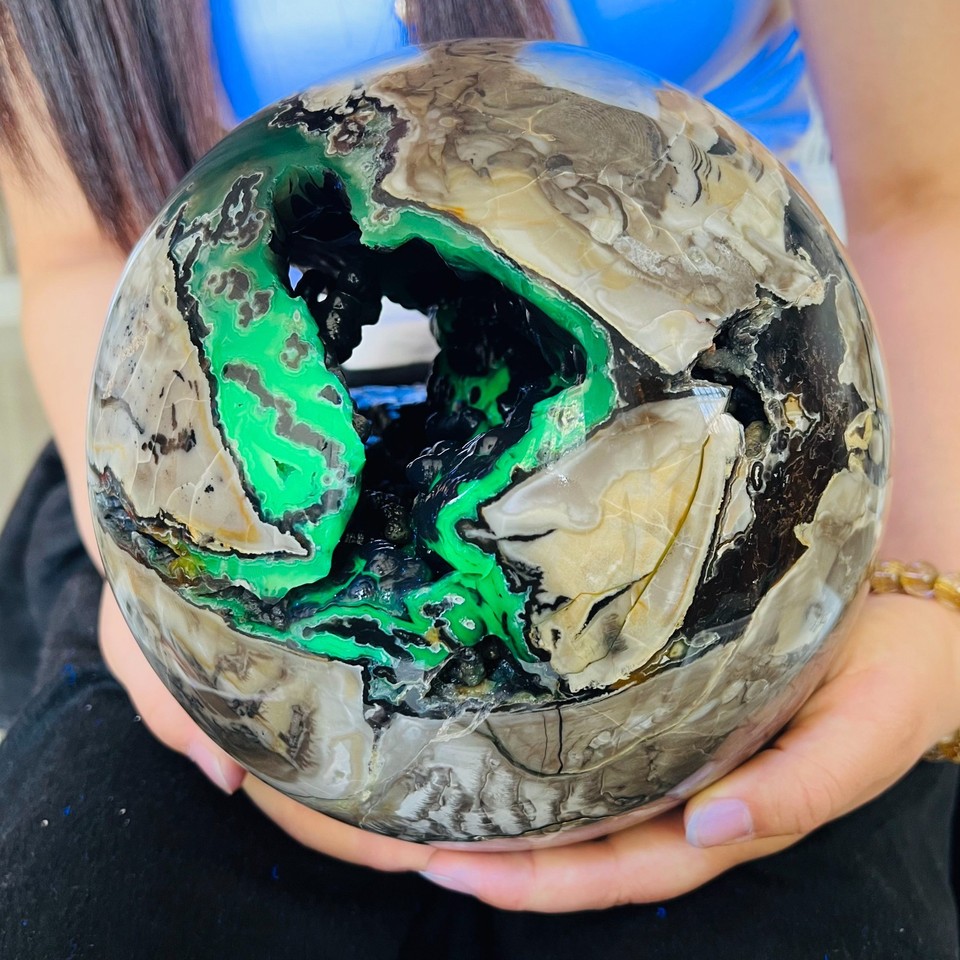 20.57LB Natural volcanic agate crystal cave ball polishing and healing ...