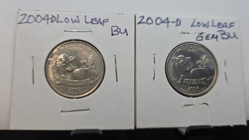 2004-D Wisconsin State Quarter Extra Leaf Lot Of 2 Coins BU ...